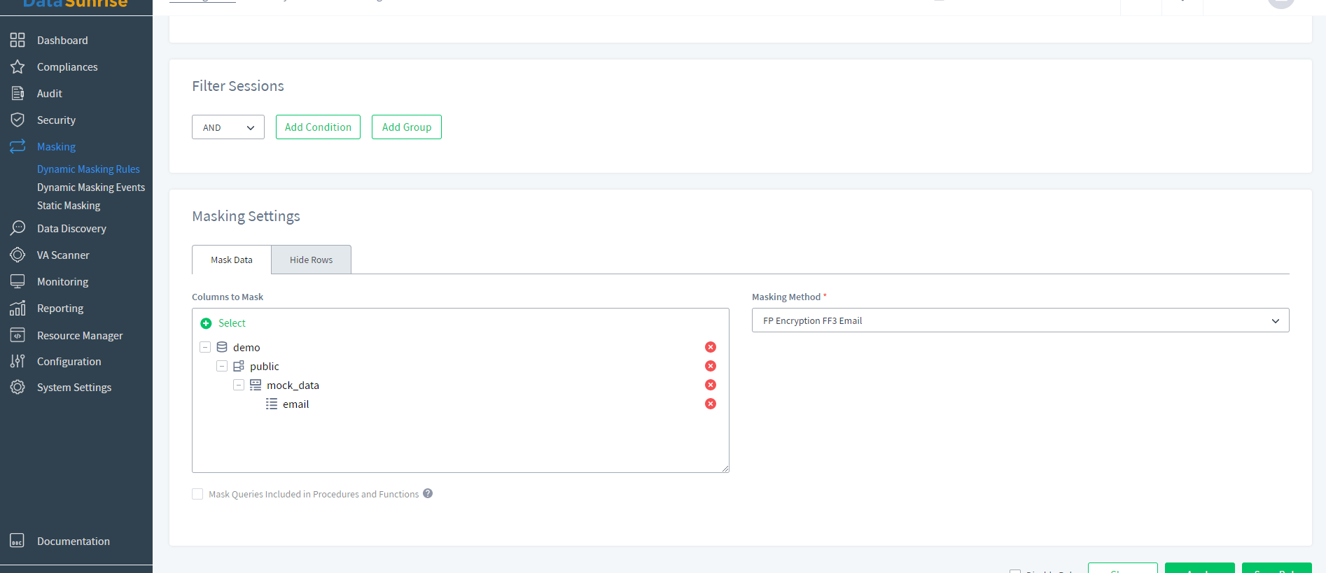 Format-Preserving Encryption (FPE) in DataSunrise