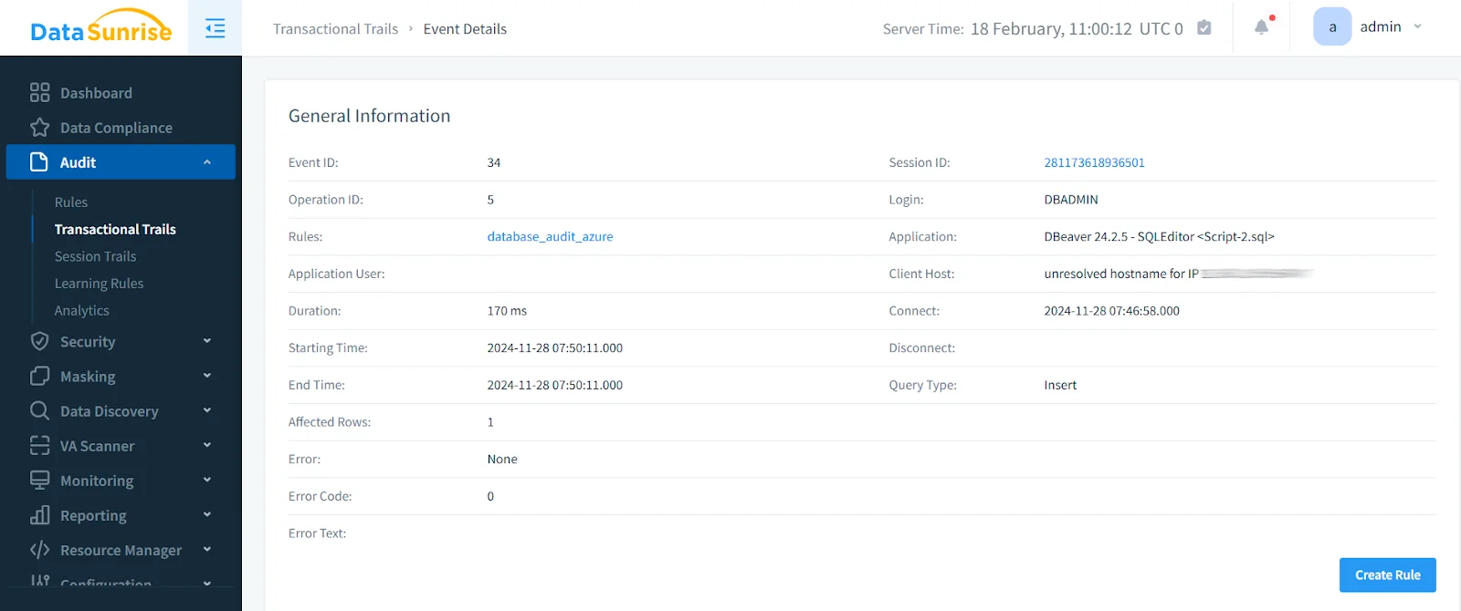 Database Audit for Azure Cloud Storage: Increasing Protection